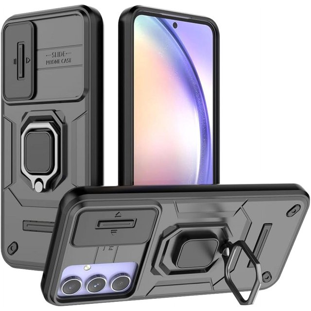 Compatible with Samsung Galaxy A34 5G Bracket Shell,with Slide Camera Lens Cover Compatible with ...