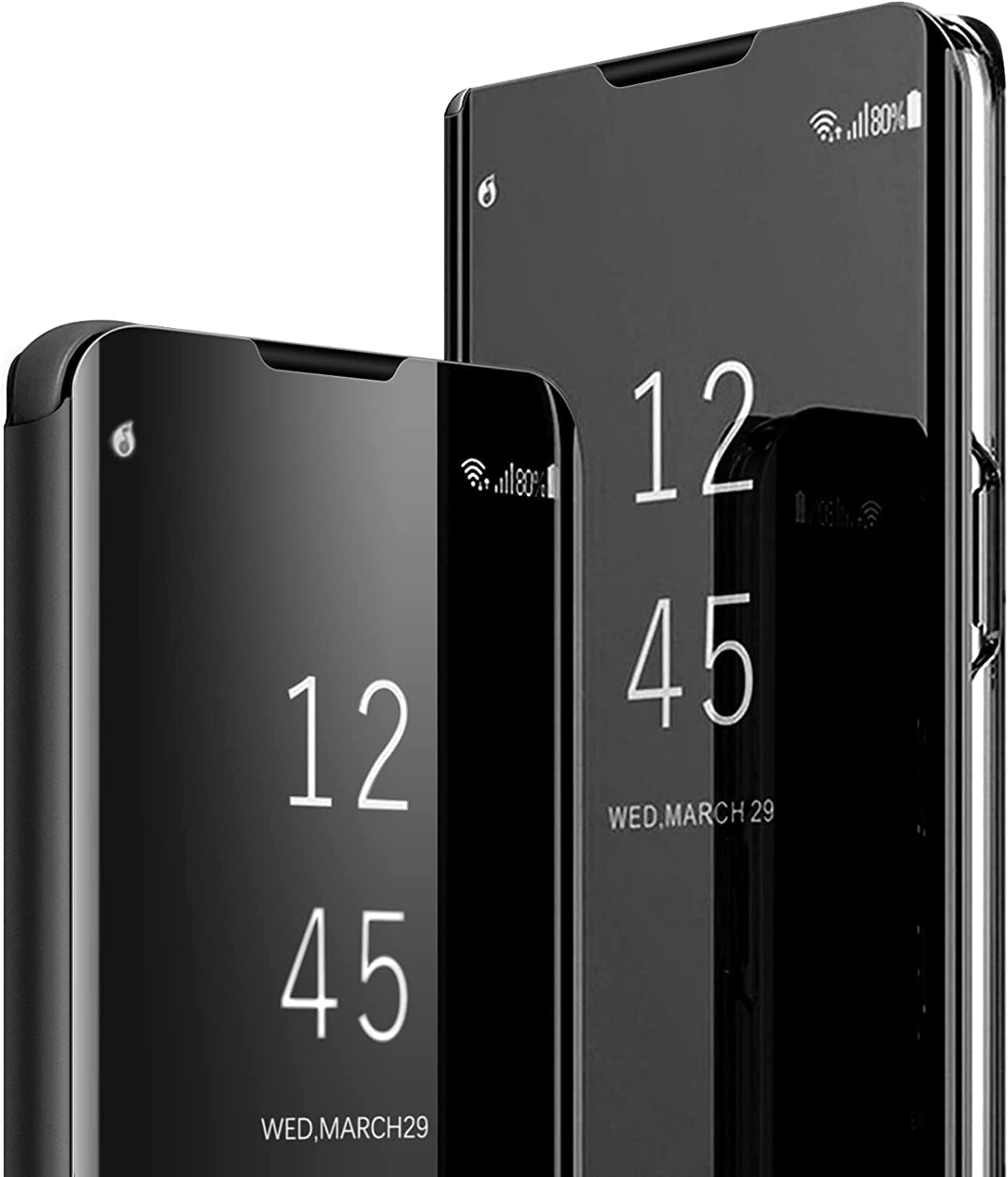 Compatible with Samsung Galaxy A50 Case Flip Leather Cover Clear S-View ...