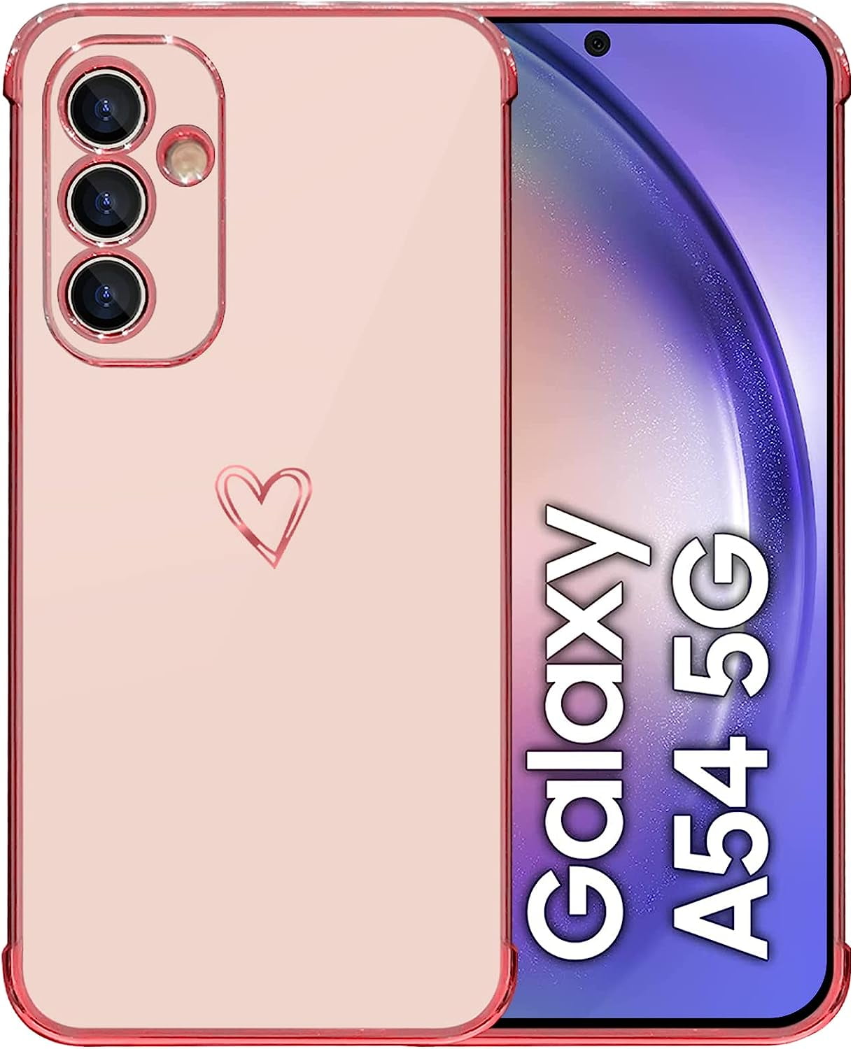 Compatible with Samsung Galaxy A54 5G Case for Women Girl with Luxury Plating Full Camera Lens ...