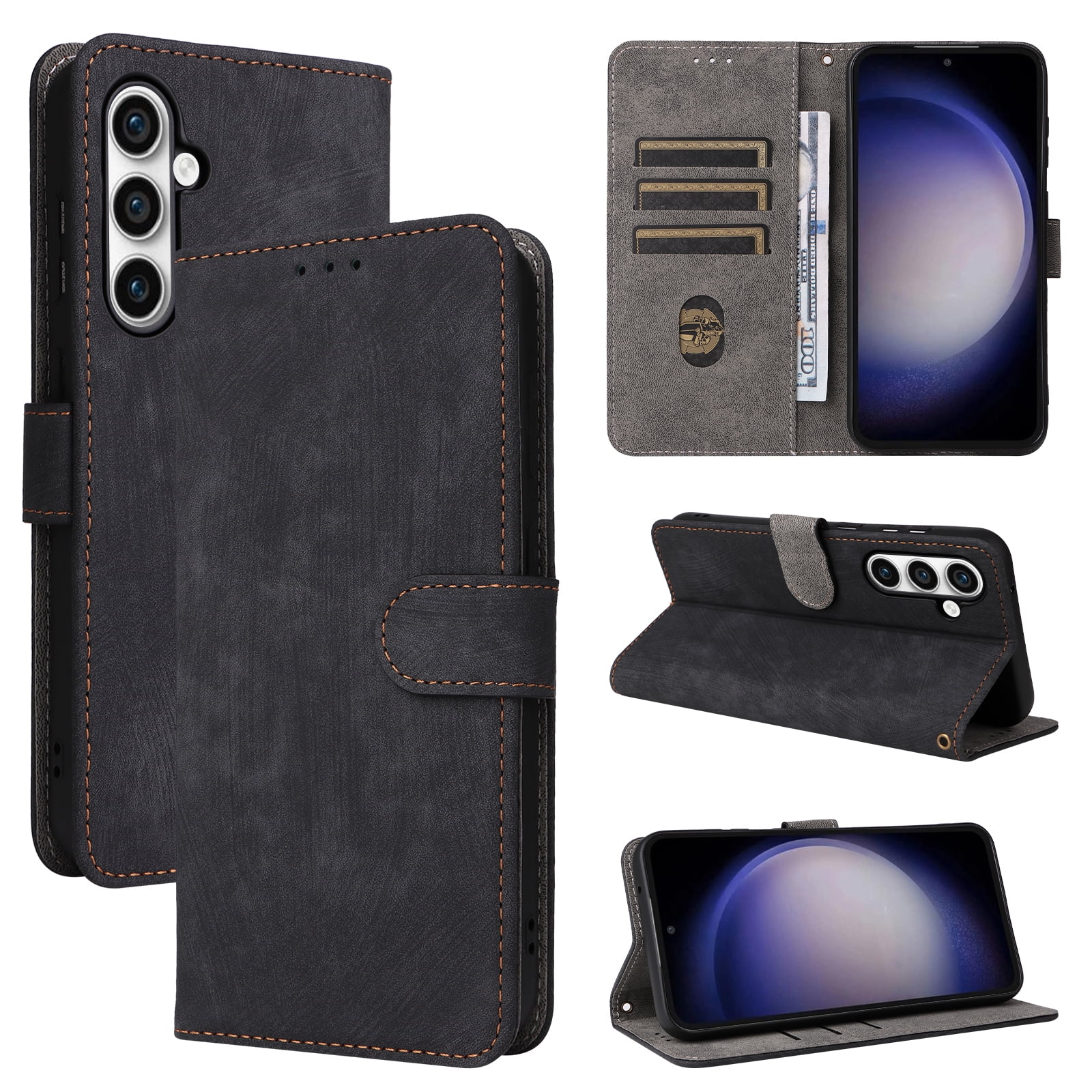 Compatible with Samsung Galaxy A55 Wallet Case,RFID Blocking Vintage PU ...