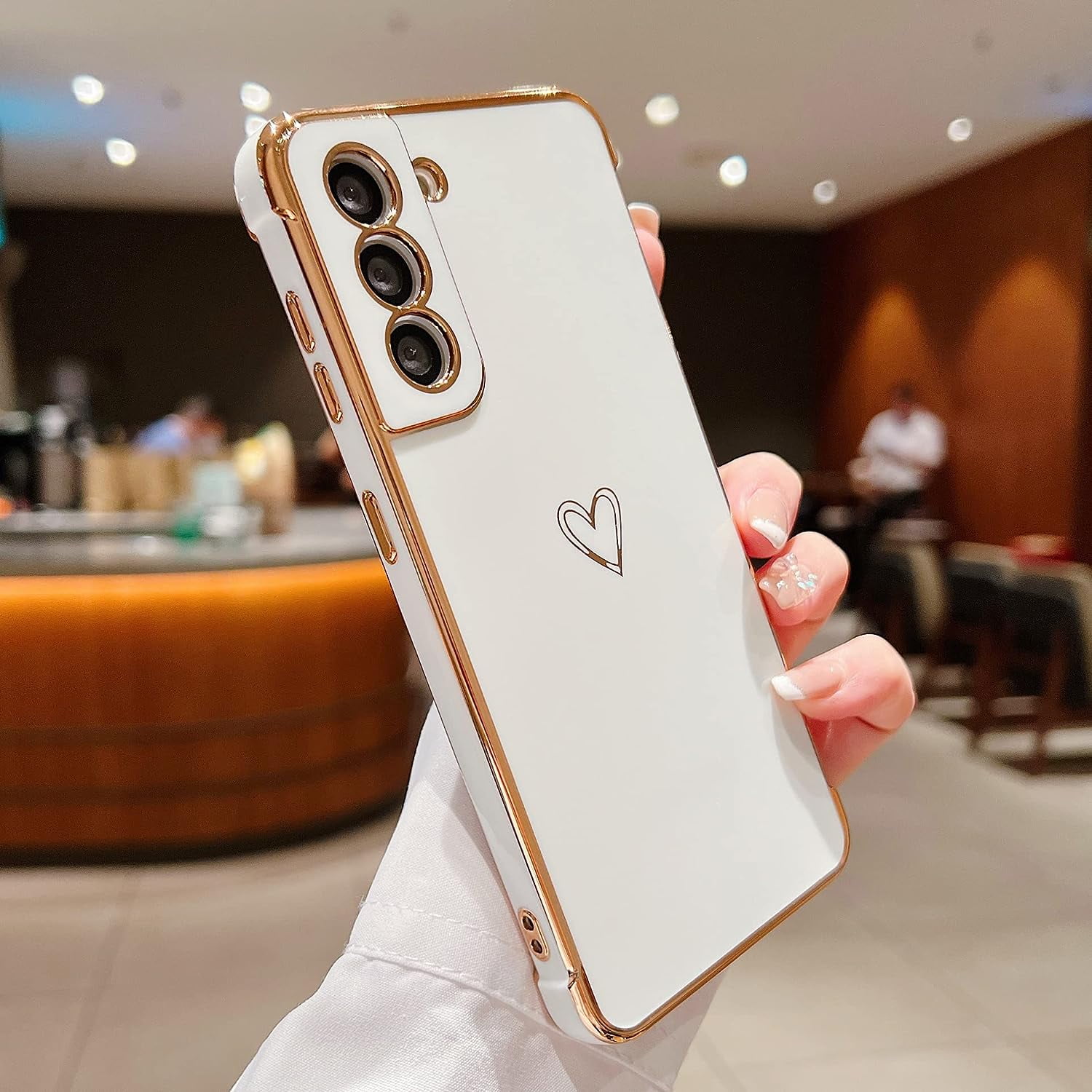 Compatible with Samsung Galaxy S21 5G Case for Women Girls, Cute Love Heart Pattern ...