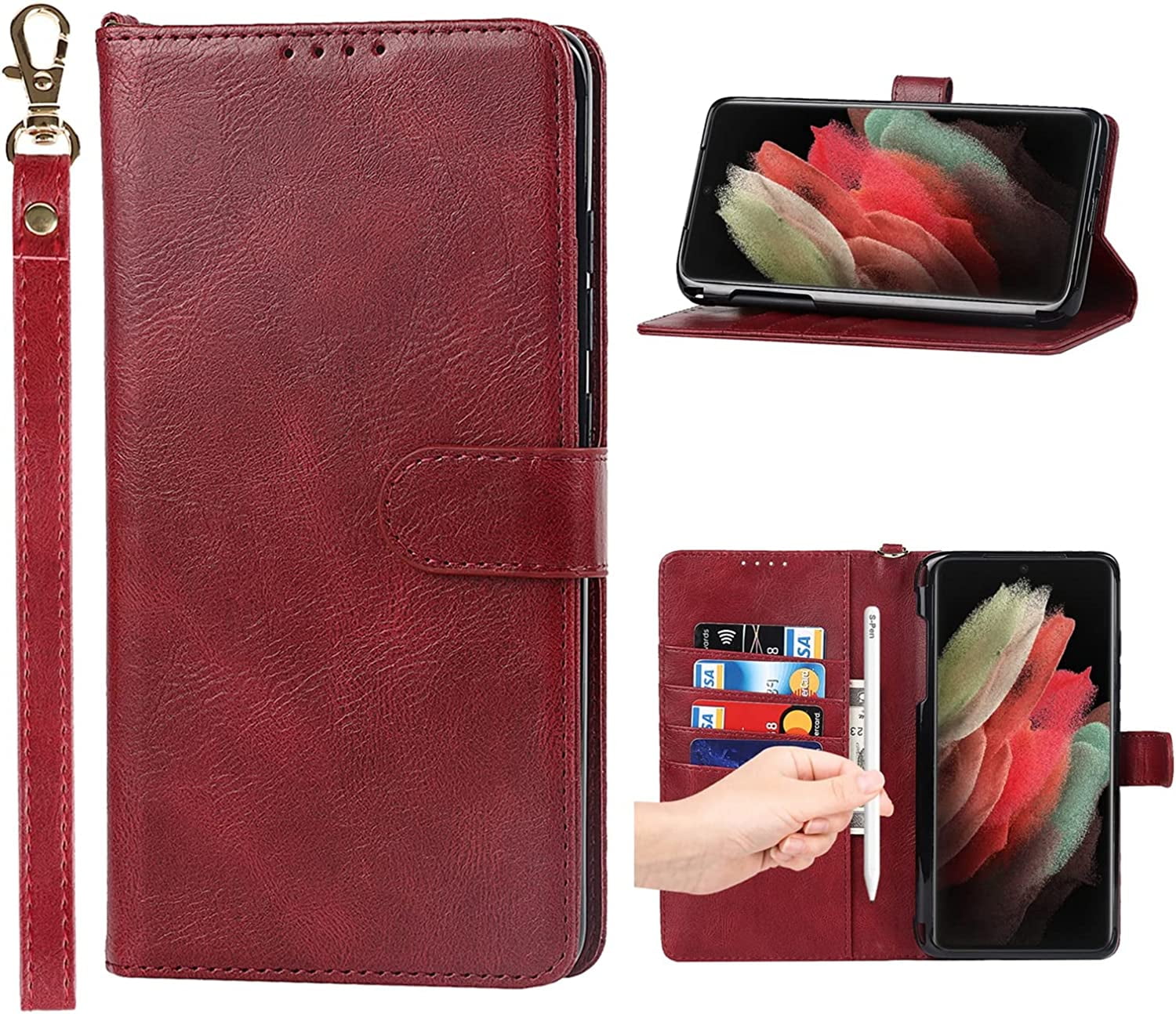 Compatible with Samsung Galaxy S21 Ultra Wallet Case with S Pen Holder ...