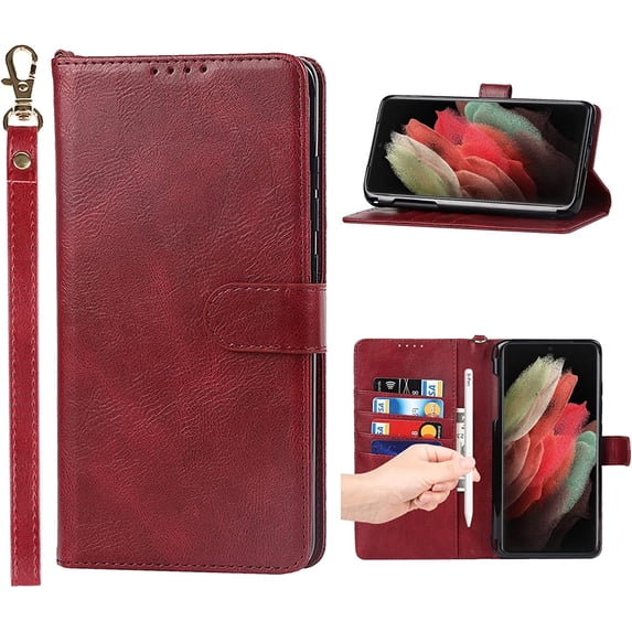 Compatible with Samsung Galaxy S21 Ultra Wallet Case with S Pen Holder ...