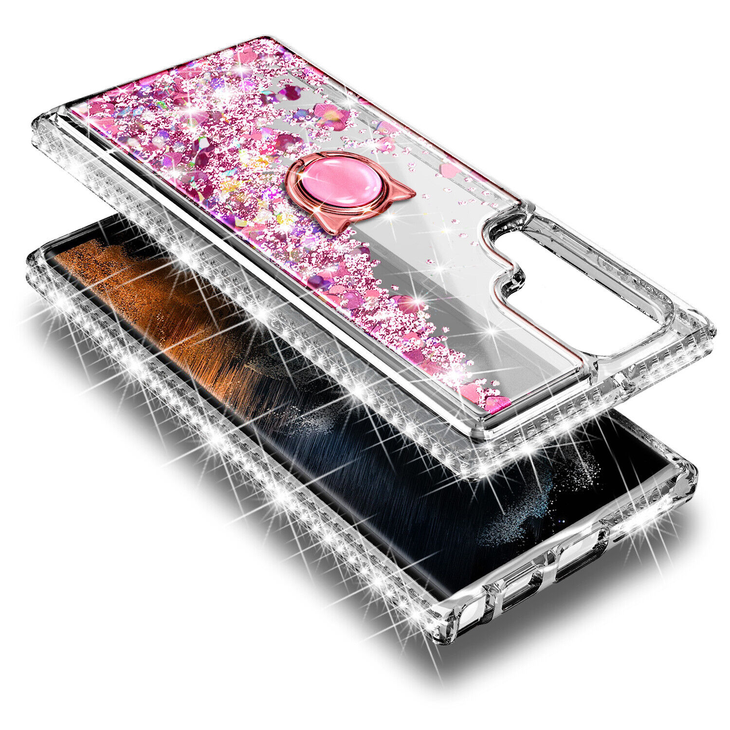 Compatible with Samsung Galaxy S23 Case(6.1 Inch), Girls Women Bling Liquid Floating Glitter ...