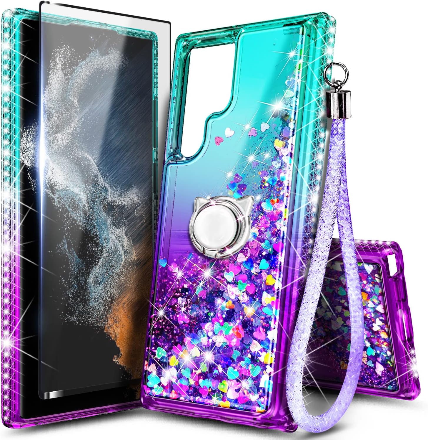 Compatible with Samsung Galaxy S24 Ultra Case with Tempered Glass ...
