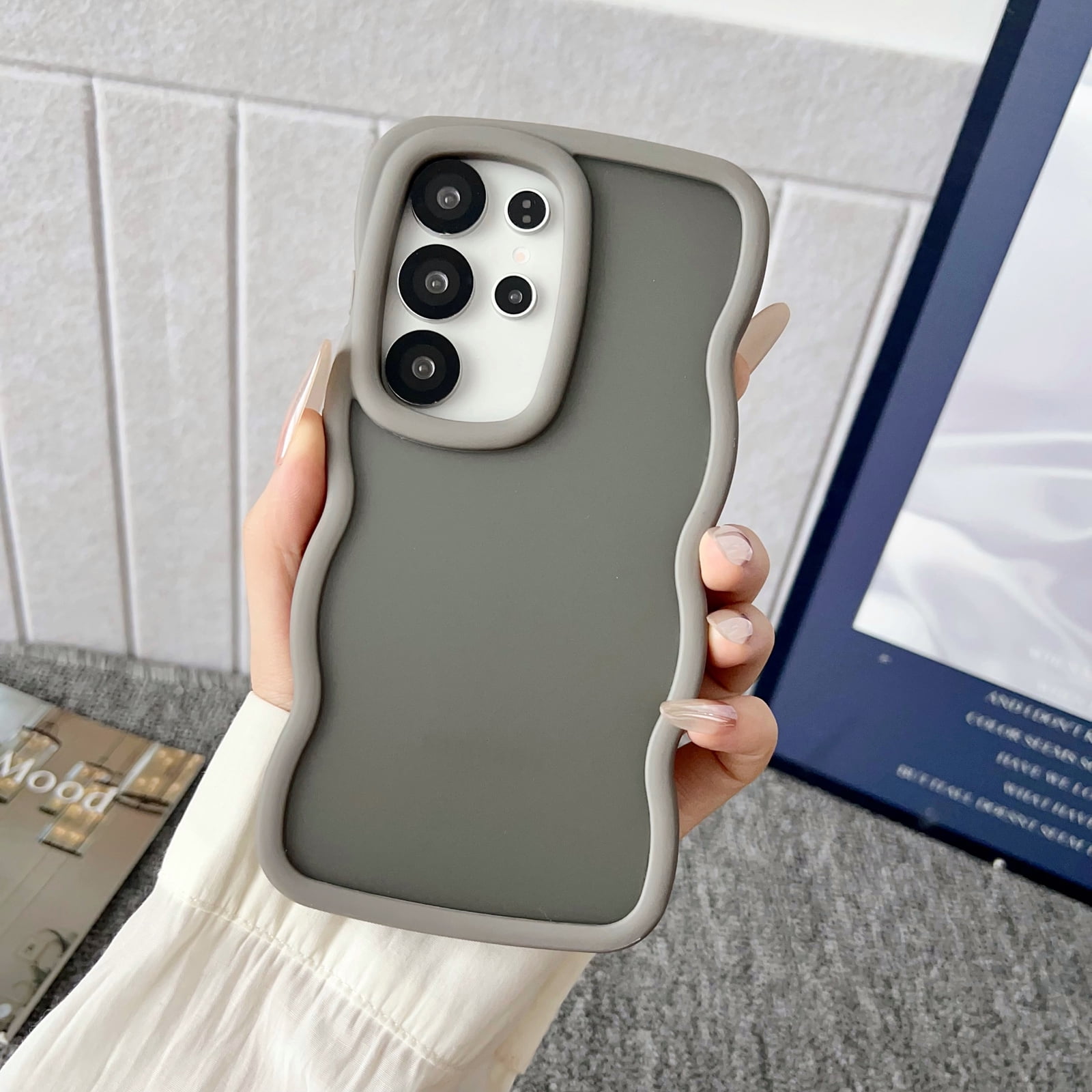 Compatible with Samsung Galaxy S24 Ultra Silicone PC Case, Curly Wave ...