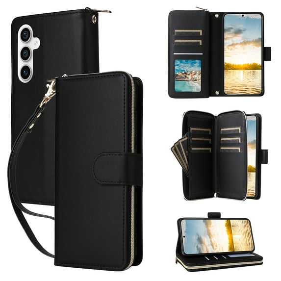 Compatible for Samsung Galaxy S25+ Case Wallet with Card Holder, Wrist ...