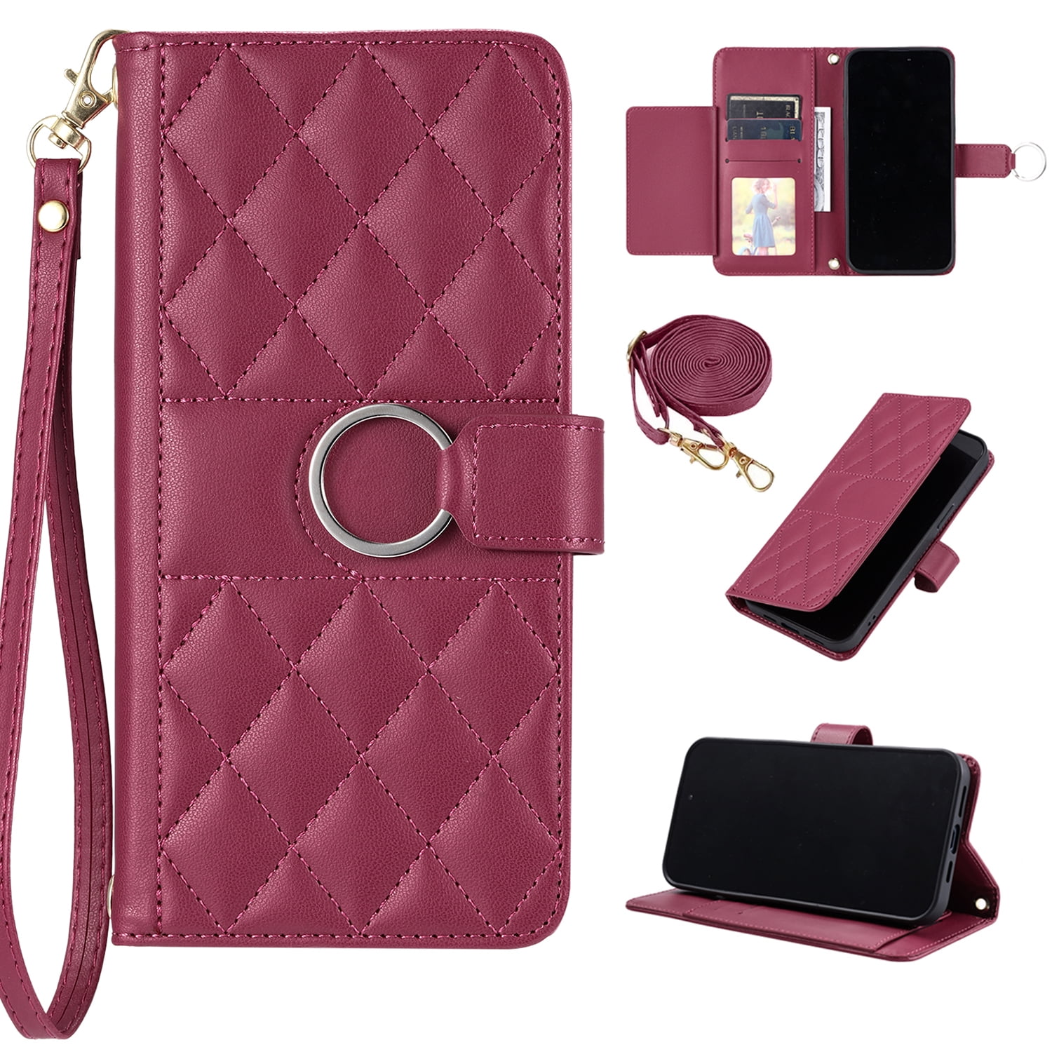 Compatible with Samsung Galaxy S25 Plus Case with Card Holder Crossbody ...