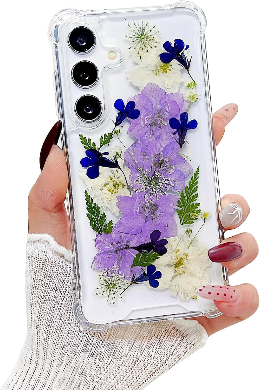 Compatible with Samsung Galaxy S25 Plus Case Cute Pressed Dried Real ...