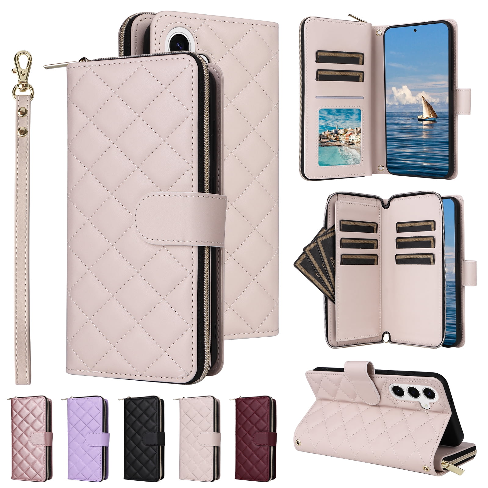 Compatible for Samsung Galaxy S25 Plus Wallet Case, Crossbody Strap PU ...