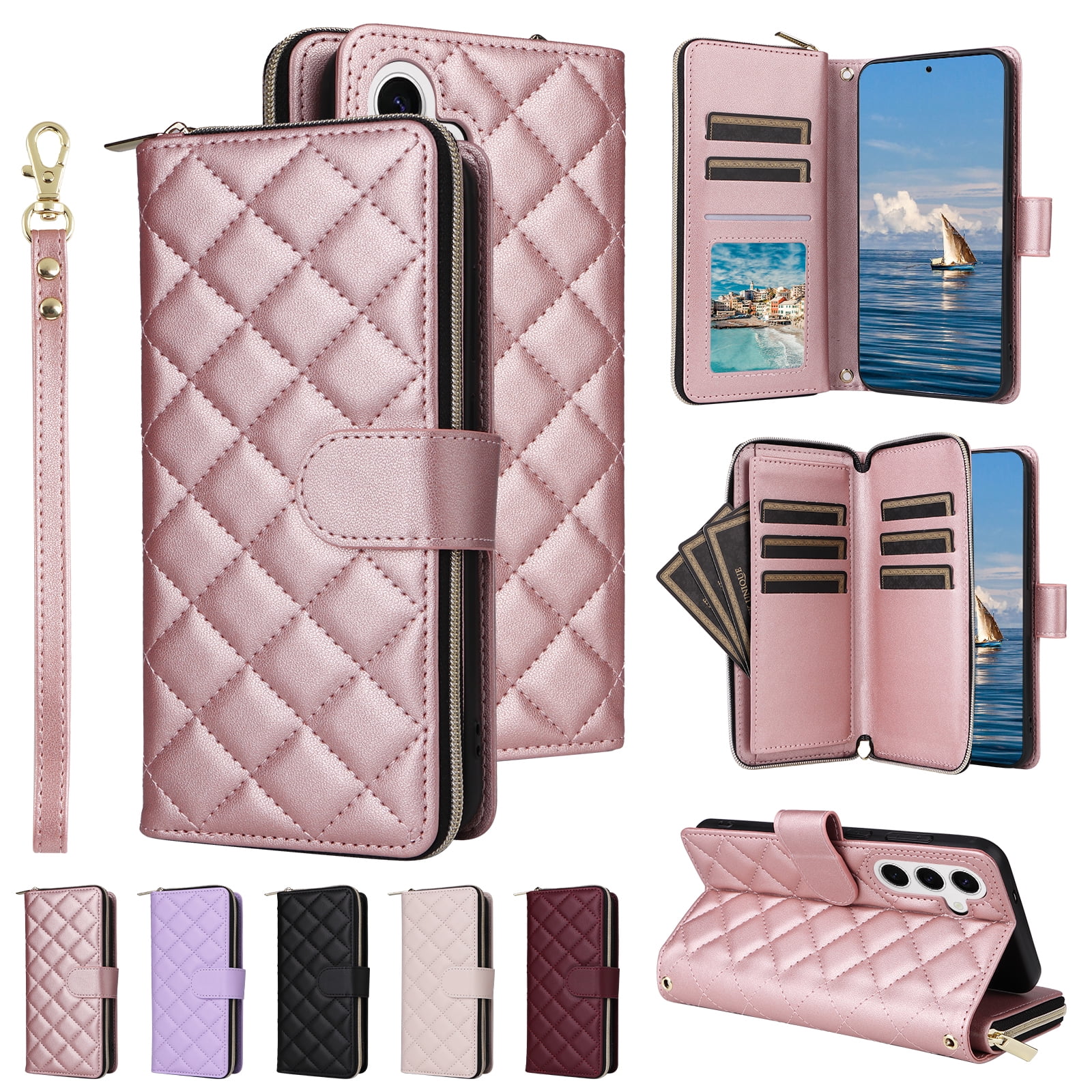 Compatible for Samsung Galaxy S25 Plus Wallet Case, Crossbody Strap PU ...