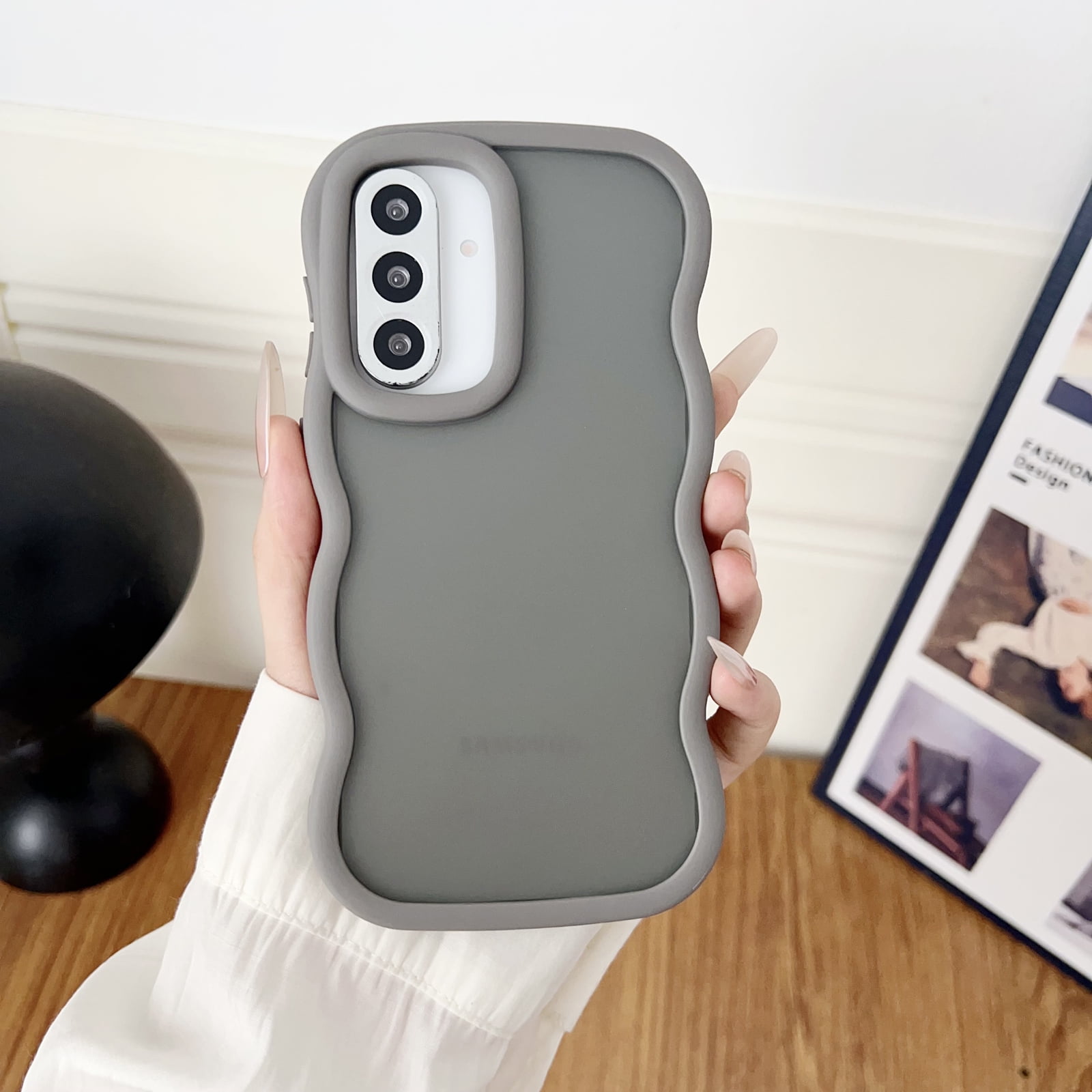 Compatible with Samsung Galaxy S25 Silicone PC Case, Curly Wave Frame ...