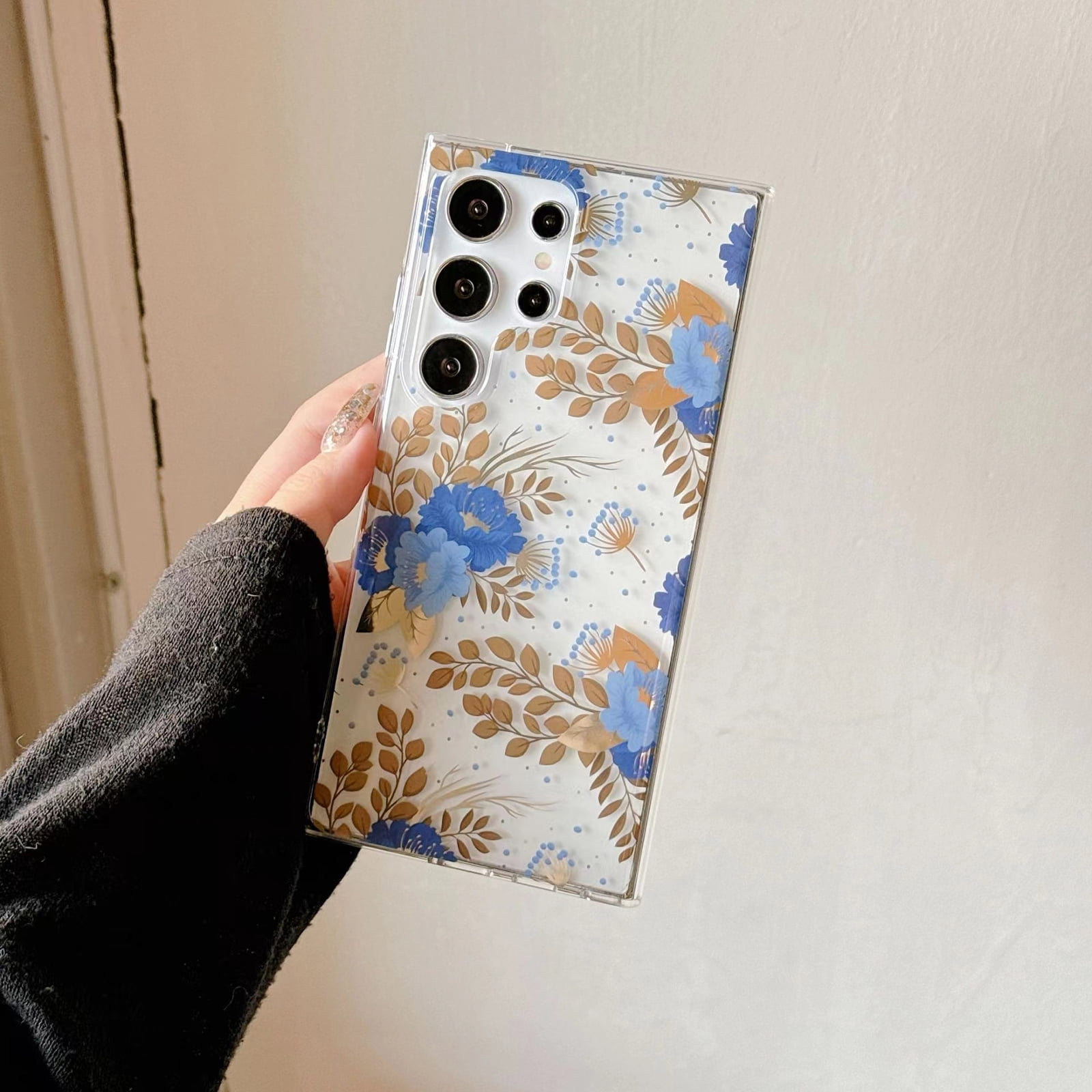 Compatible with Samsung Galaxy S25 Ultra, Luxury TPU Clear Floral Pattern Anti-Scratch Anti ...