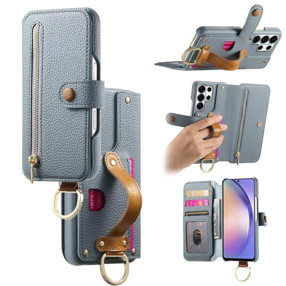 Compatible with Samsung Galaxy S25 Ultra PU Leather Wallet Case, Zipper ...