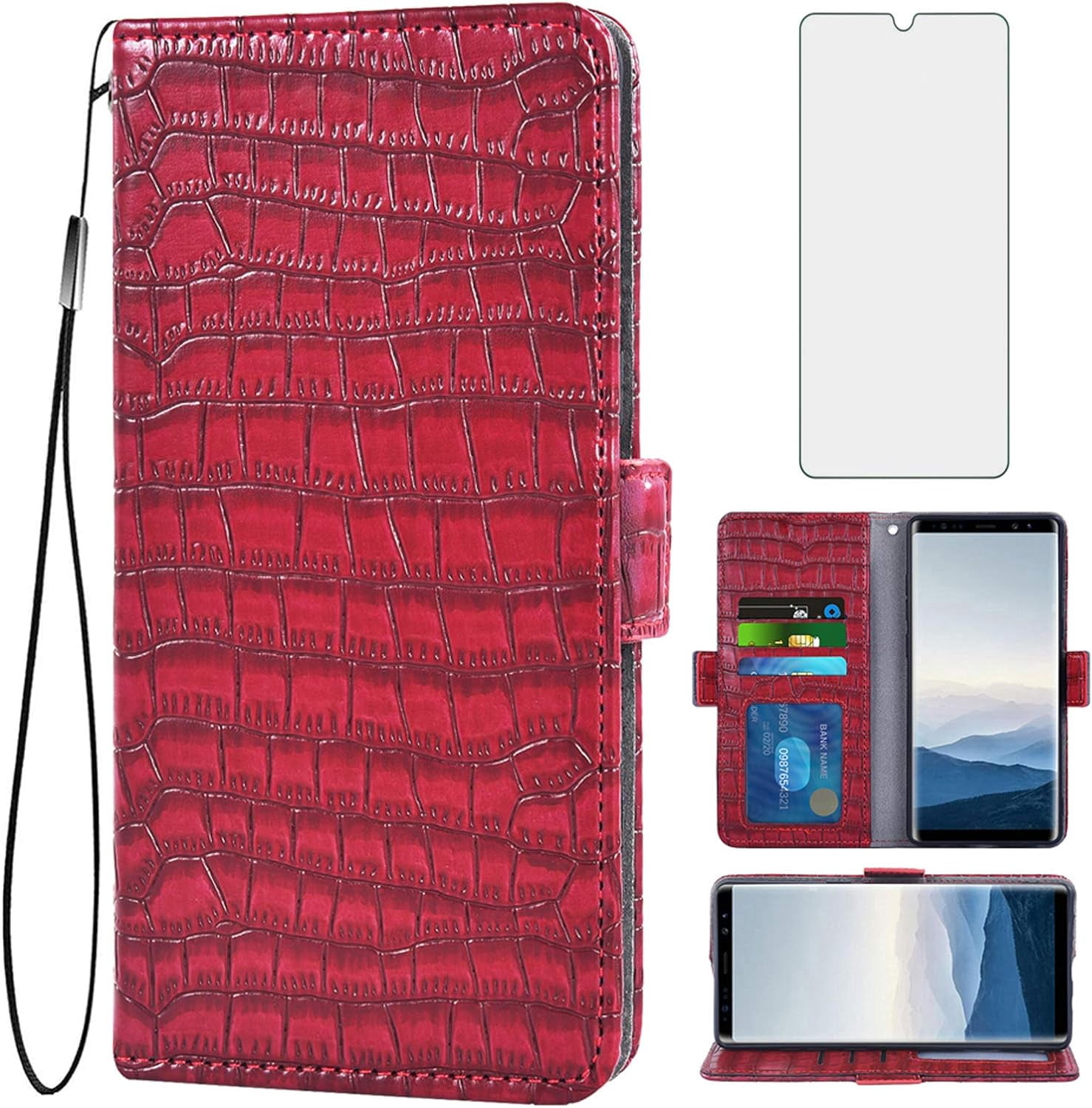Compatible with Samsung Galaxy S6 Wallet Case with Tempered Glass ...