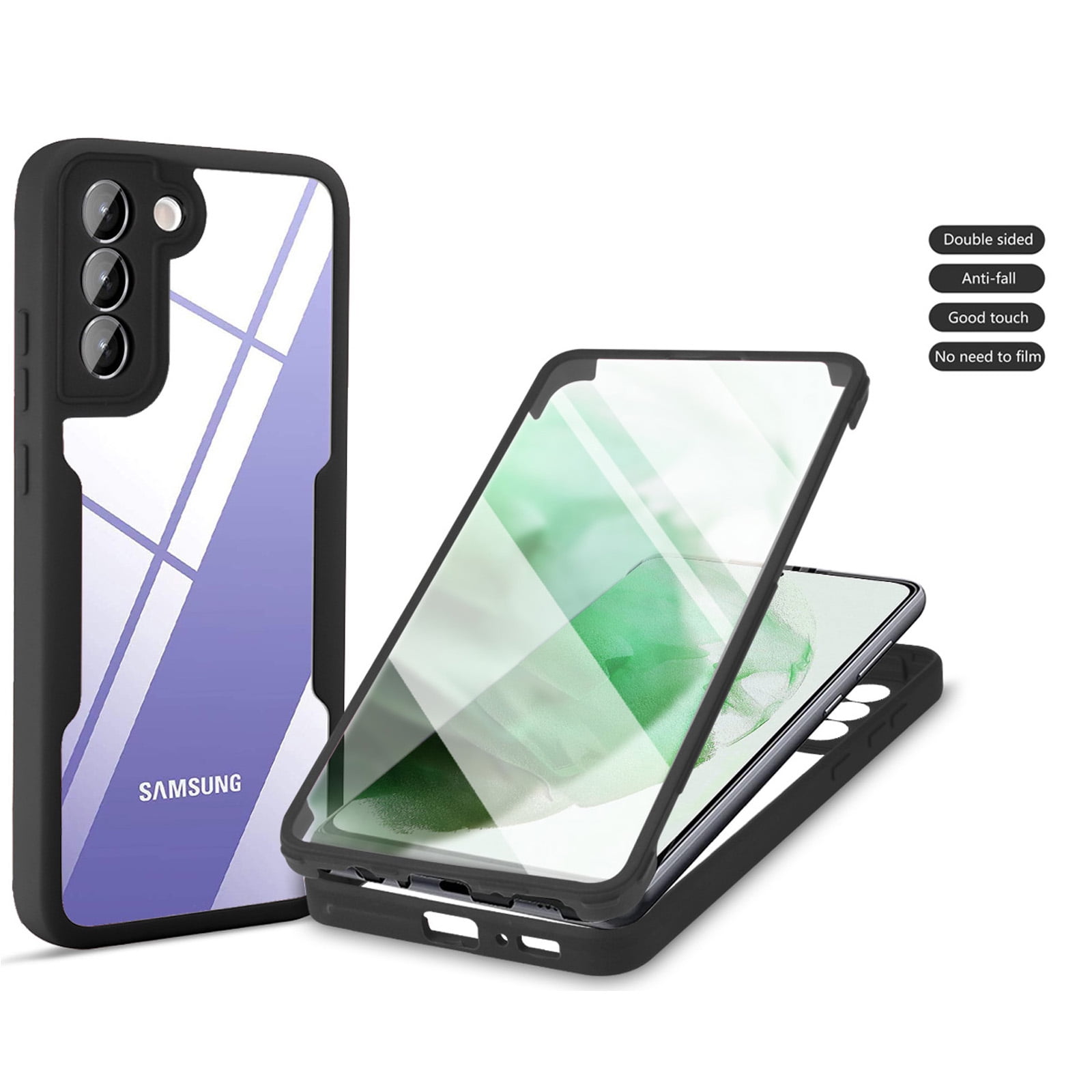 Samsung S22 Case, Clear with Screen Protector, Camera Lens Protection ...