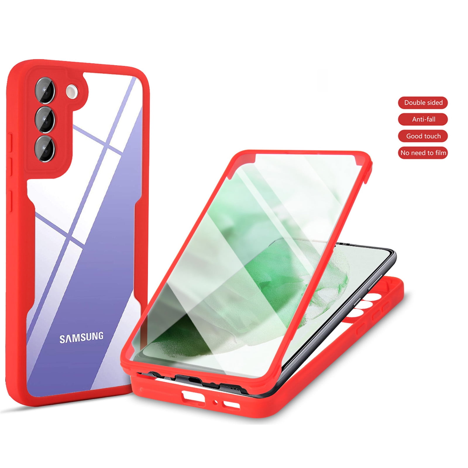 Compatible with Samsung S22 Case Clear with Built-in Screen Protector ...