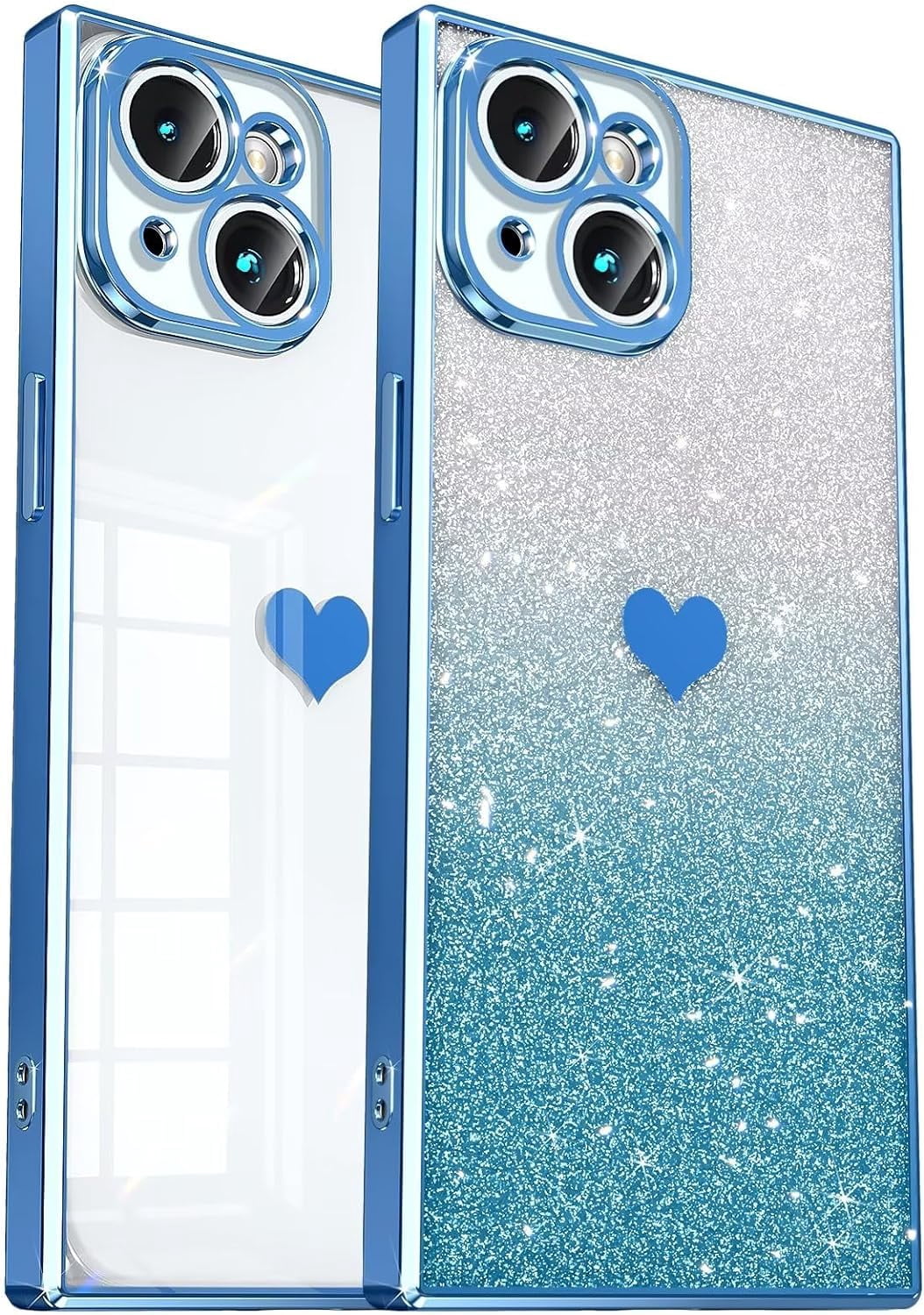 Compatible with Square iPhone 15 Plus Case Gradient,Clear &Glitter with ...