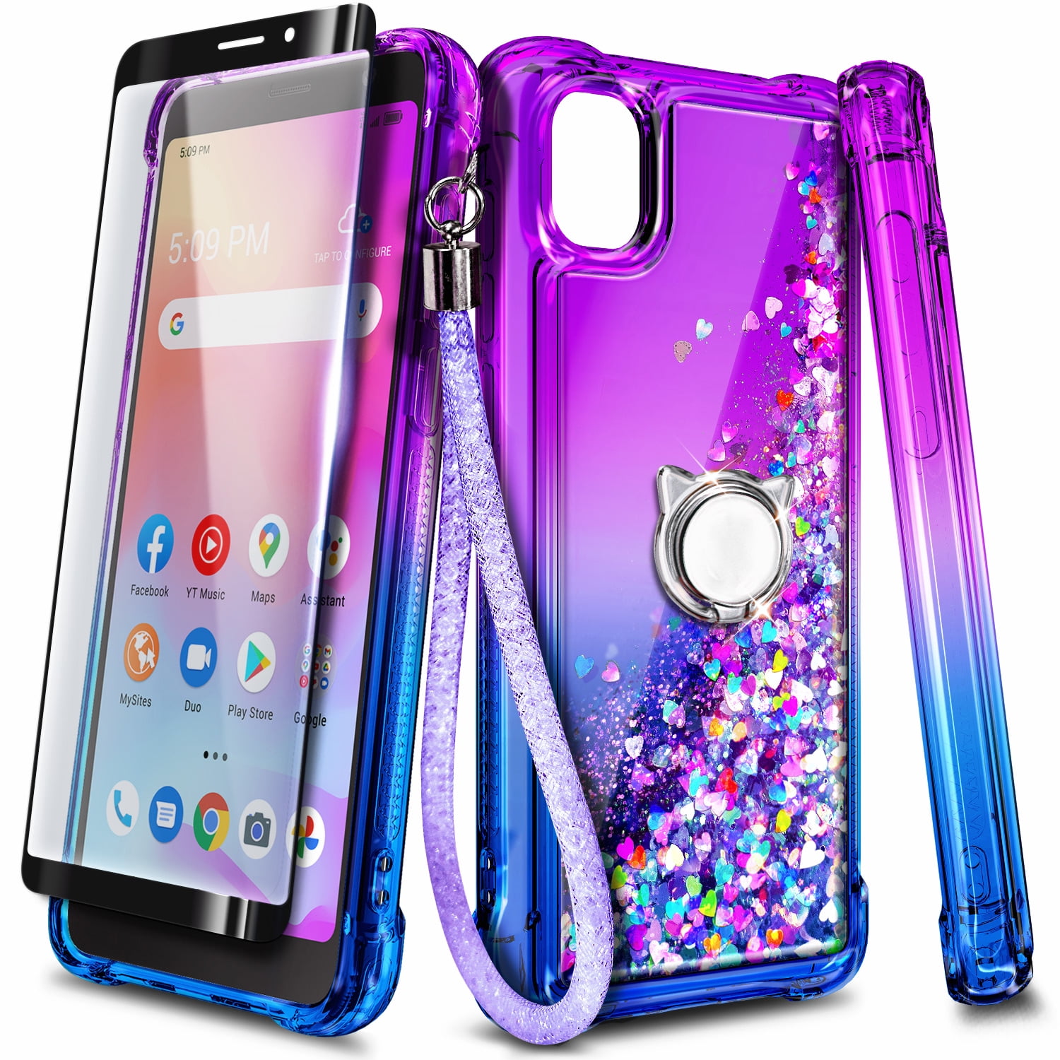 Compatible with TCL 30Z (T602DL) / TCL 30 LE Case with Tempered Glass ...