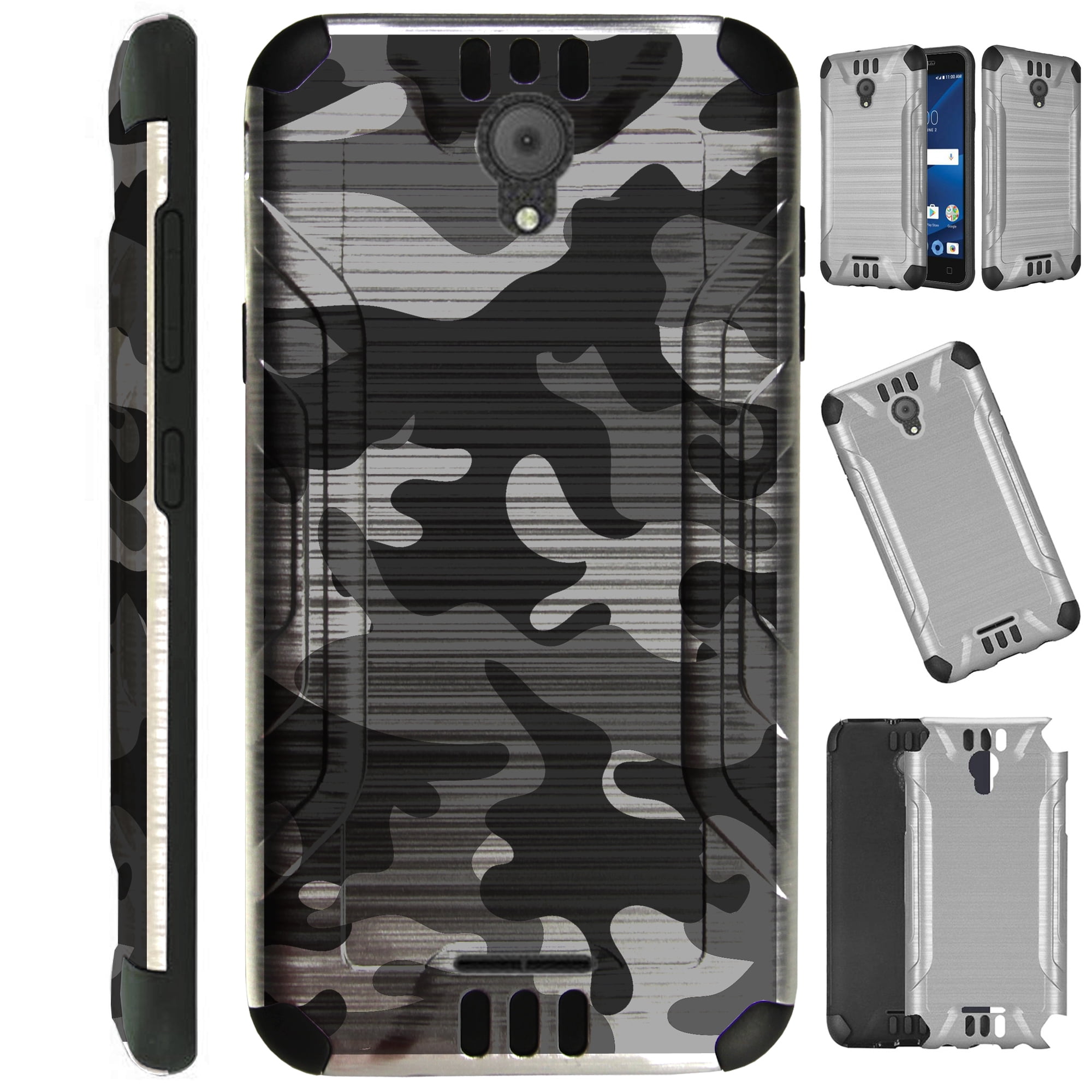 Compatible TCL A1 | Alcatel Insight Case Brushed Metal Texture Hybrid ...