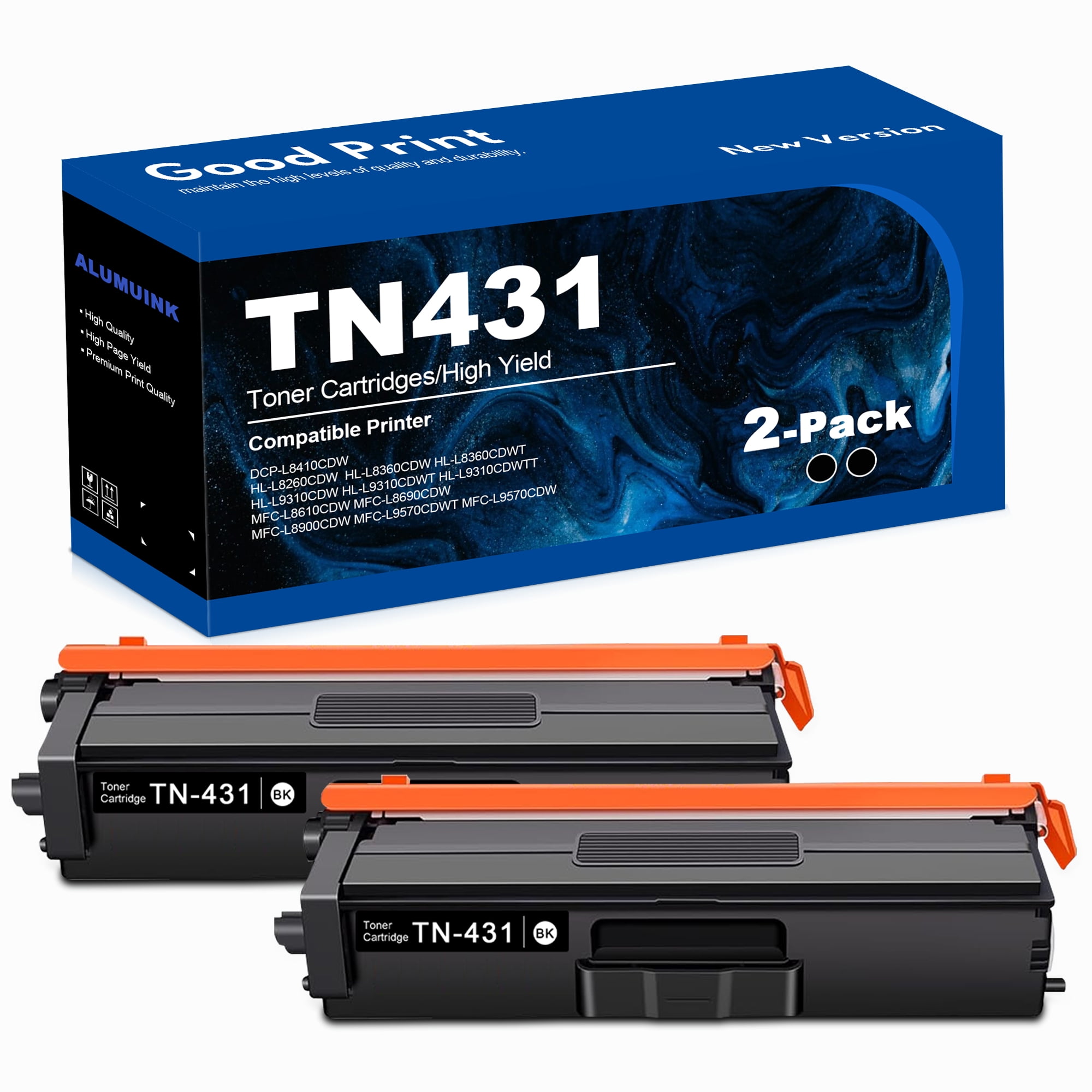 Brother Compatible TN-431 2 Pack Black Toner Cartridge for HL-L8260CDW ...