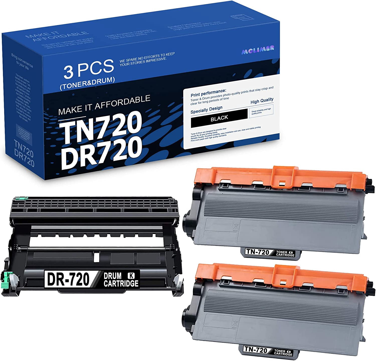 Compatible TN720 Toner Cartridge & DR720 Drum Unit Replacement for ...