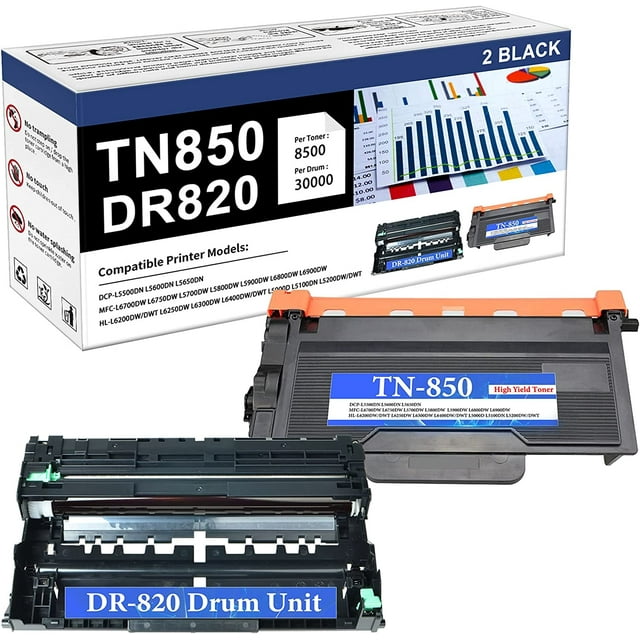 Brother Compatible Toner & Drum Cartridge TN850 / DR820 for Printer (1 ...