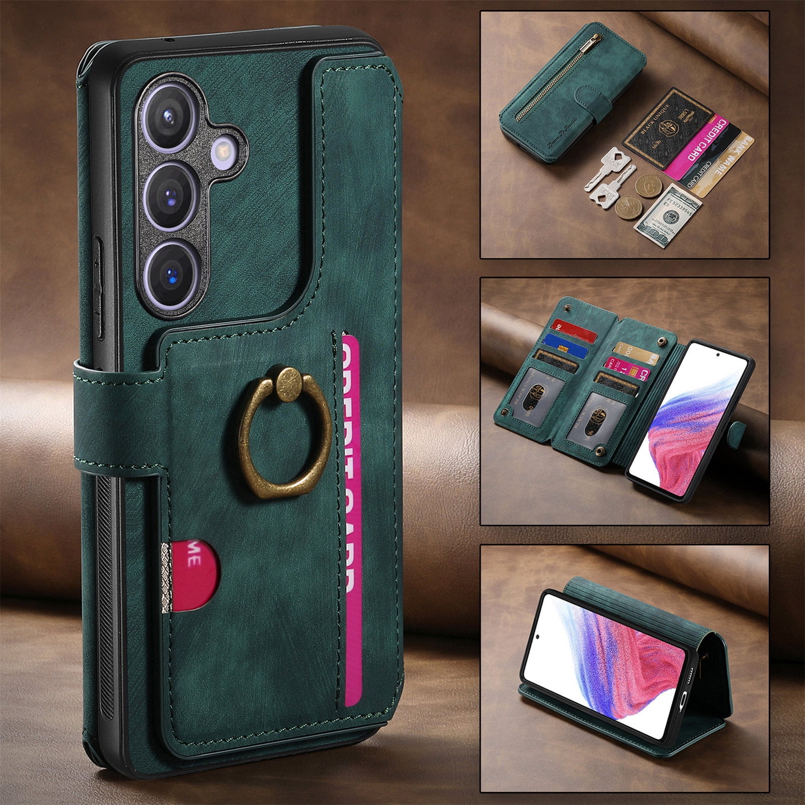 Compatible With Samsung Galaxy A12 5G Wallet Phone Case,With Ring ...