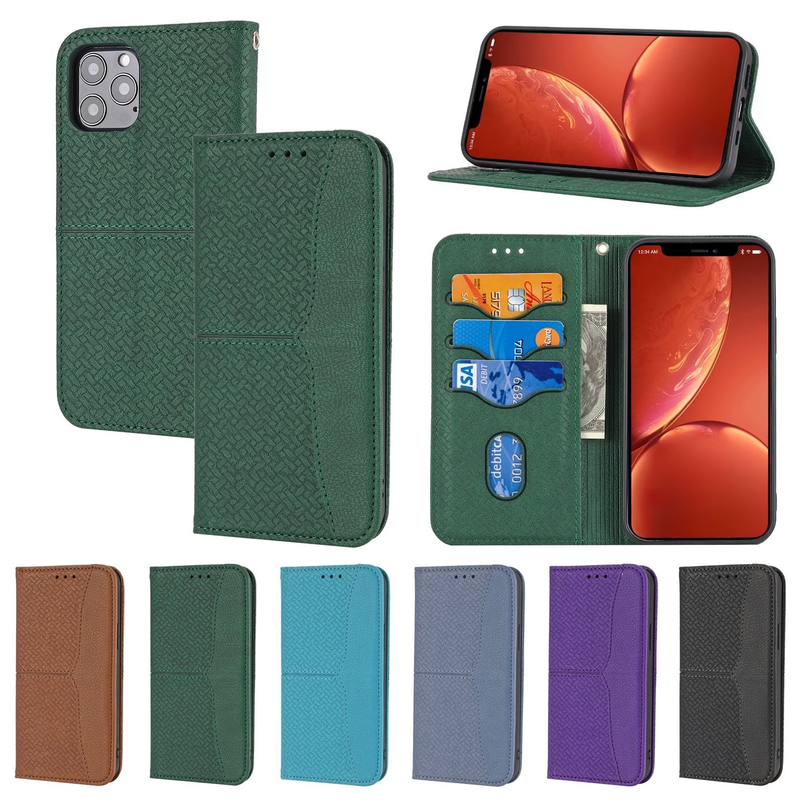 Compatible With iPhone 12 Pro Max Wallet Case Magnetic Closure Soft TPU ...