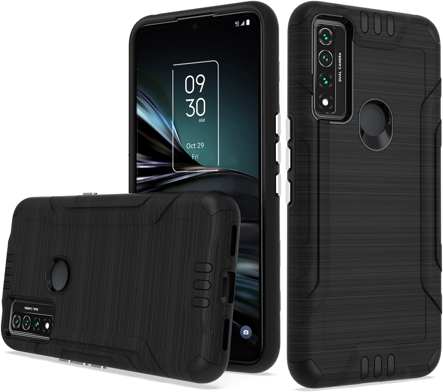 Compatible for Alcatel TCL 4X 5G T601DL Lining Phone Cover Case - Black ...