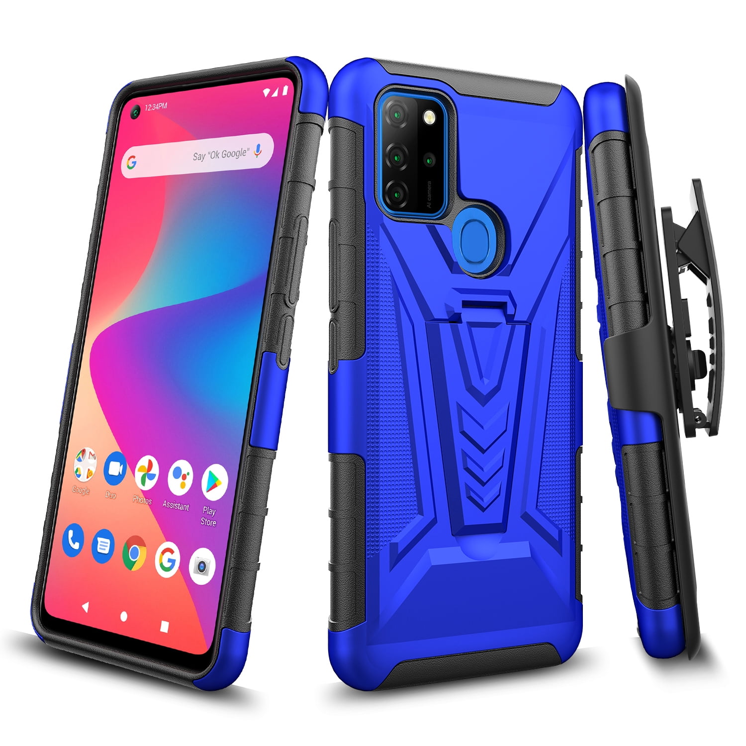 Compatible for BLU G91 Case, BLU V91 Case with Holster Belt Clip Hybrid ...