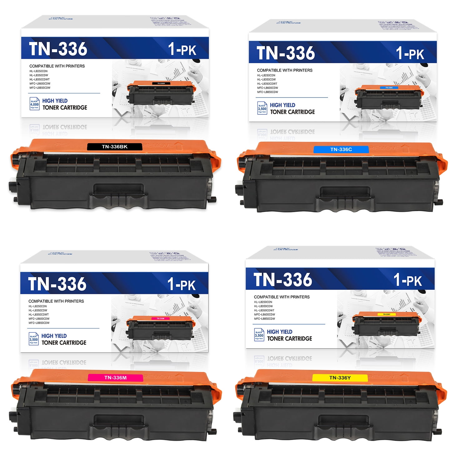 Toner H-Party Compatible Toner Cartridge, Black and Color 4-Pack ...