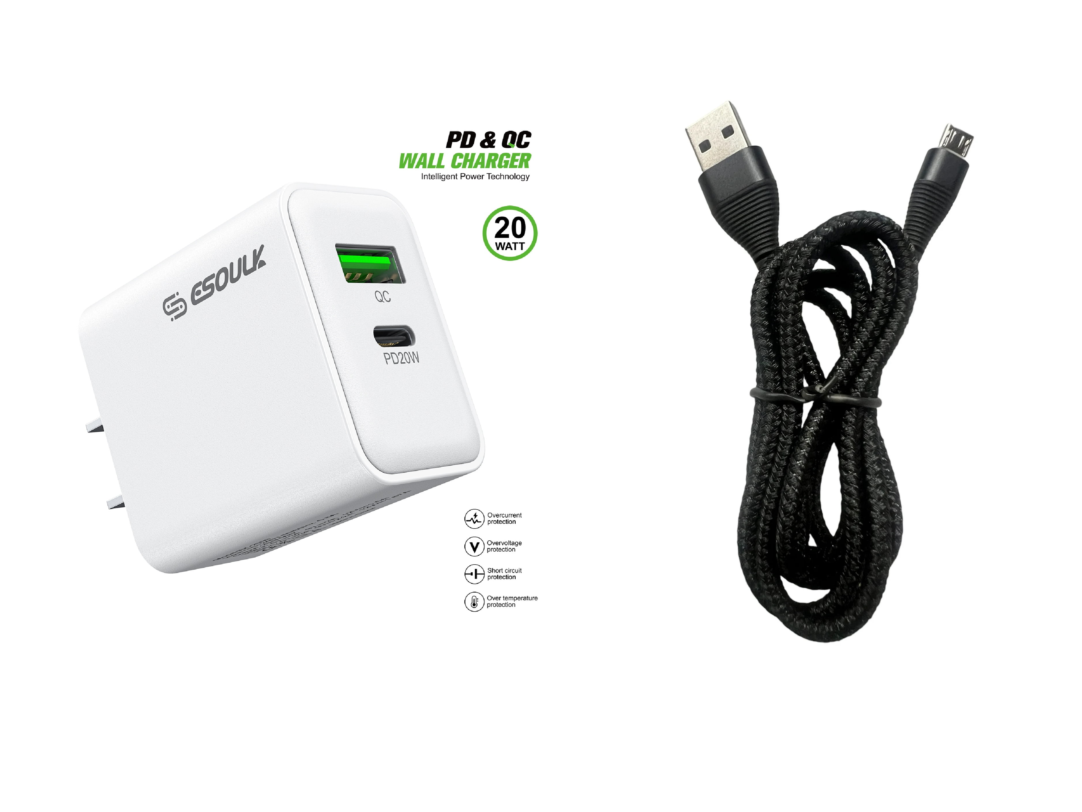 Belldandy Heaven 20W Fast Wall Charger, USB C and USB A Compatible, 3FT ...