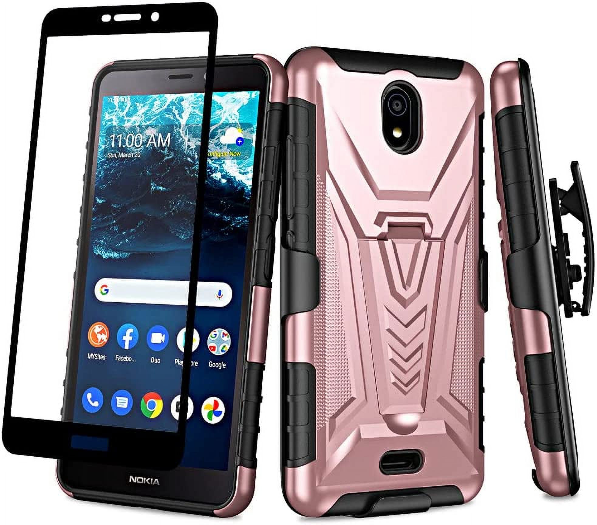 Compatible for Nokia C100 Case with Holster Belt Clip Hybrid Shockproof ...