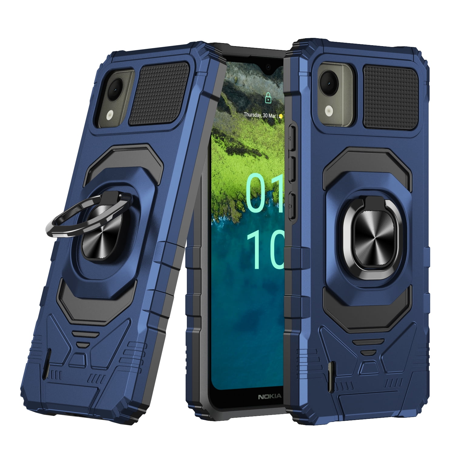 Nokia C110 Mobile Cover w/ Tempered Glass, Military Grade, Ring Car ...