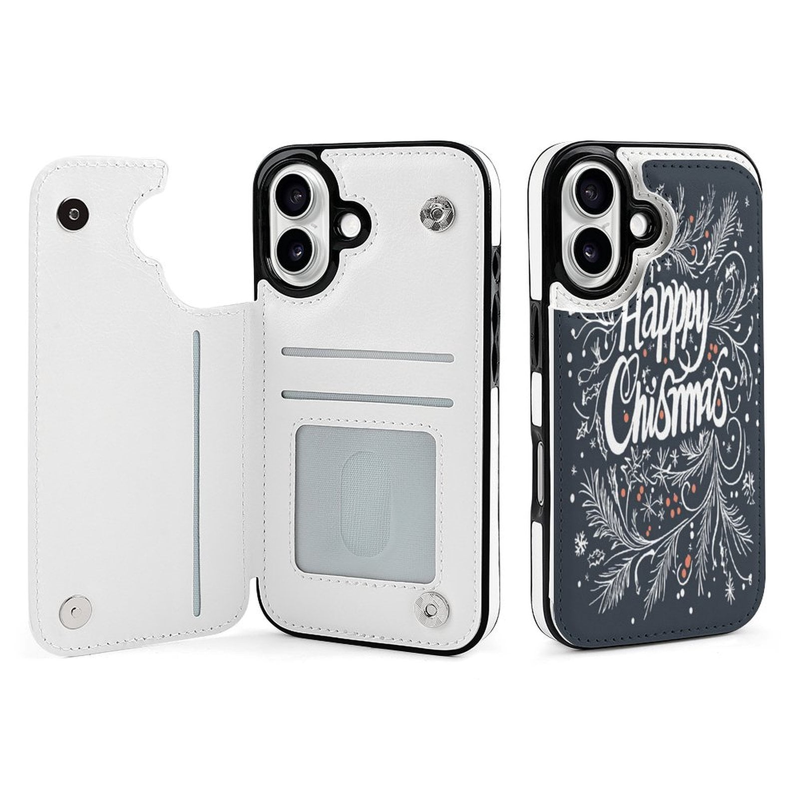 Compatible with iPhone 11 12 13 mini 14 15 16 Pro Max Plus Wallet Case with Card Holder, PU ...