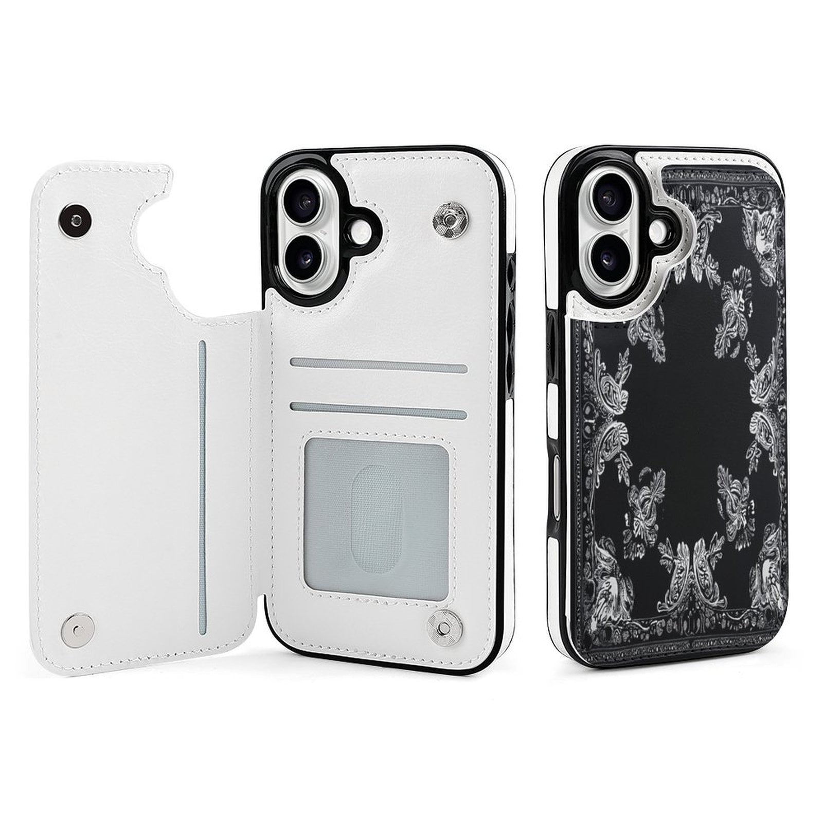 Compatible with iPhone 11 12 13 mini 14 15 16 Pro Max Plus Wallet Case with Card Holder, PU ...