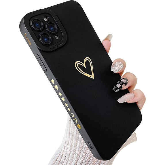 Compatible with iPhone 11 Pro Max Case, Gold Heart Pattern Soft Liquid ...