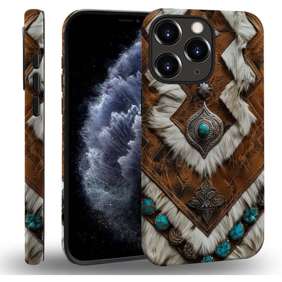 Compatible with iPhone 11 Pro Max Case, Turquoise Stone Cow Hide Soft ...