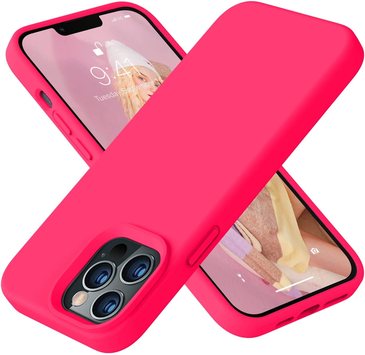 Compatible with iPhone 12/12 Pro Case 6.1 inch, Baby Skin Grade Liquid Silicone Full Body ...