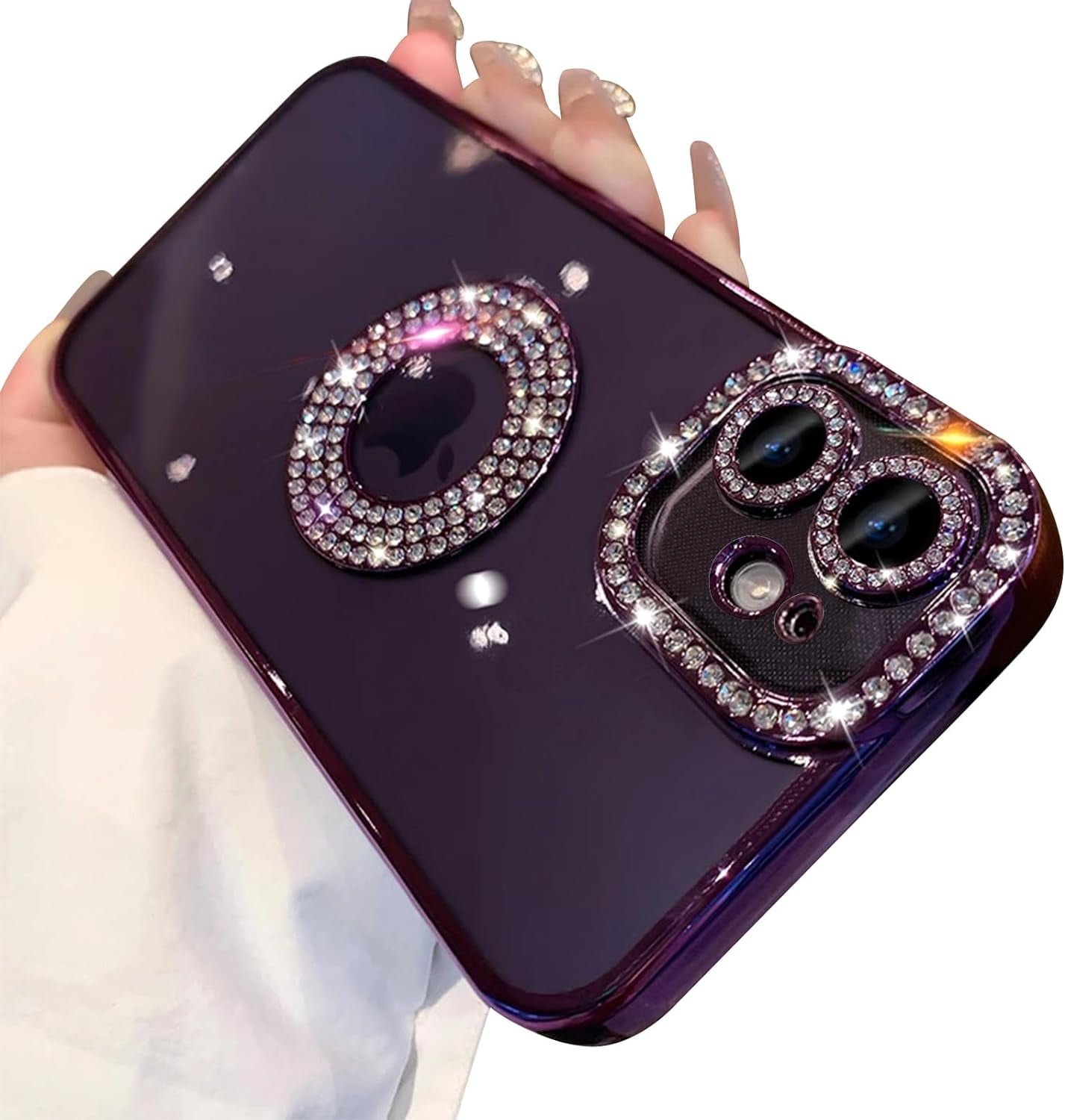 Compatible for iPhone 12 Case with Clear Plating Luxury Logo View ...