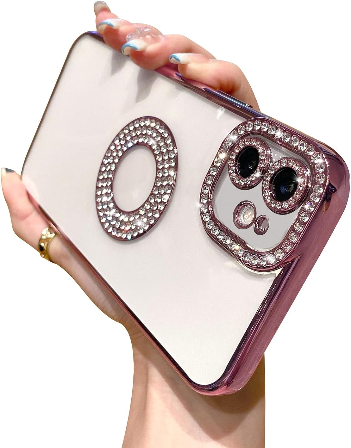 Compatible for iPhone 12 Case with Luxury Clear Plating Logo View ...