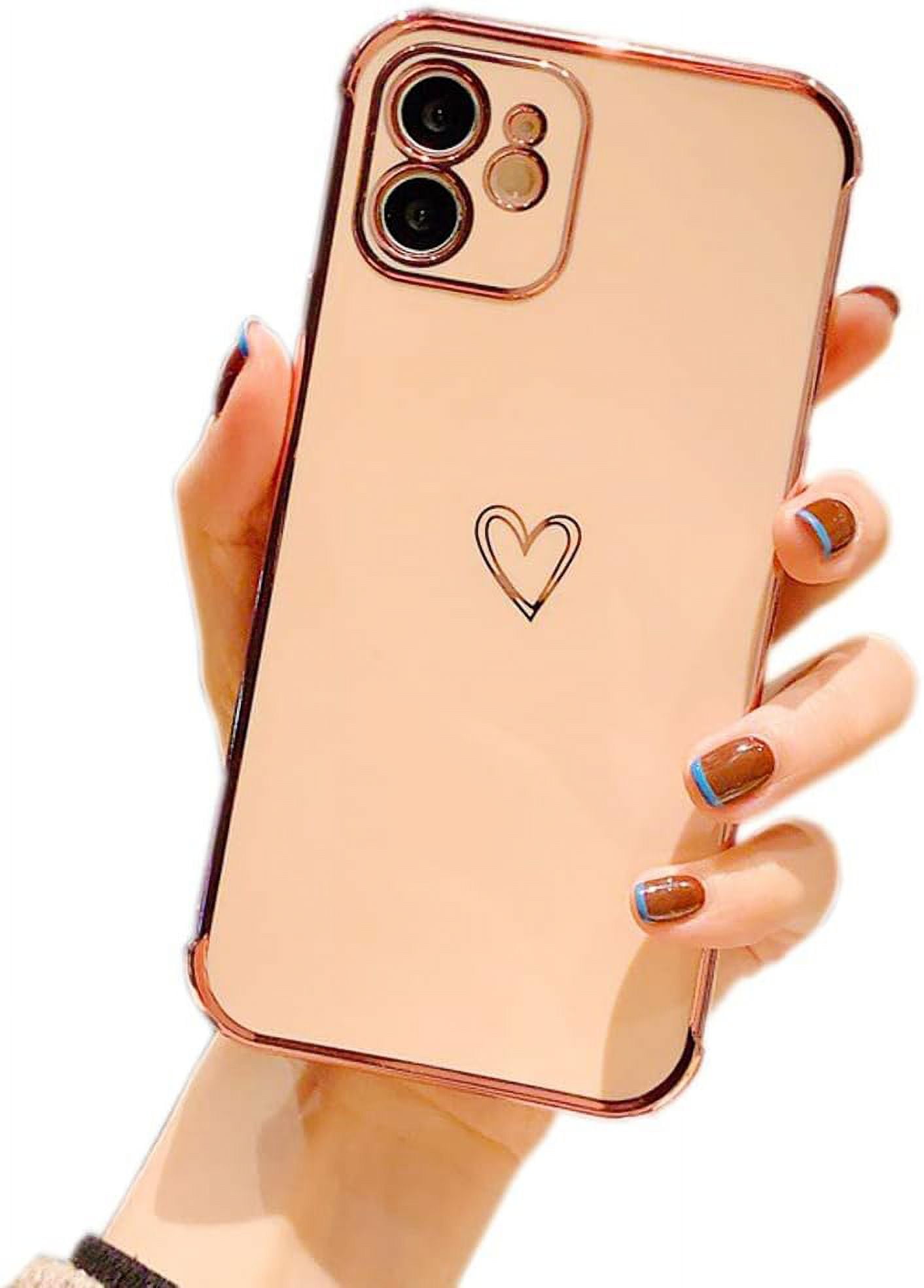 Compatible for iPhone 12 Case Plating Love Heart Phone Case, Luxury ...