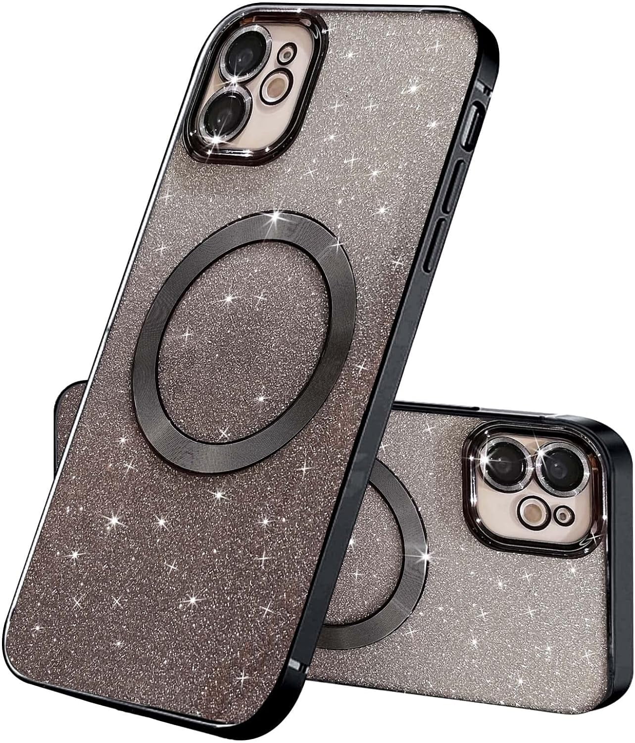 Compatible with iPhone 12 Magnetic Gardient Glitter Case, Plating Bling ...