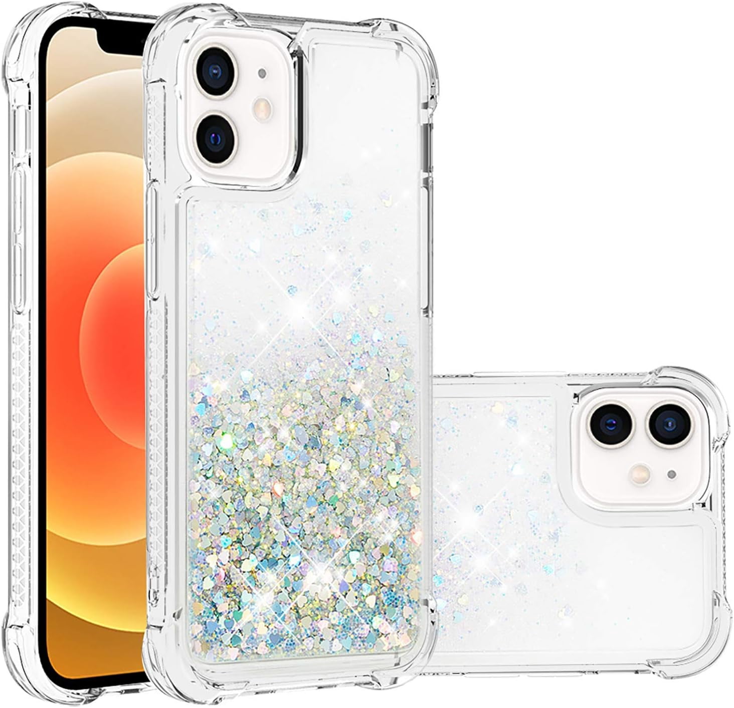 Compatible with iPhone 12 Mini Case, Bling Glitter Liquid Clear Case ...