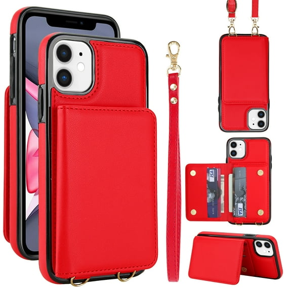 Compatible with iPhone 12 Mini Crossbody Strap & Wrist Strap Wallet ...