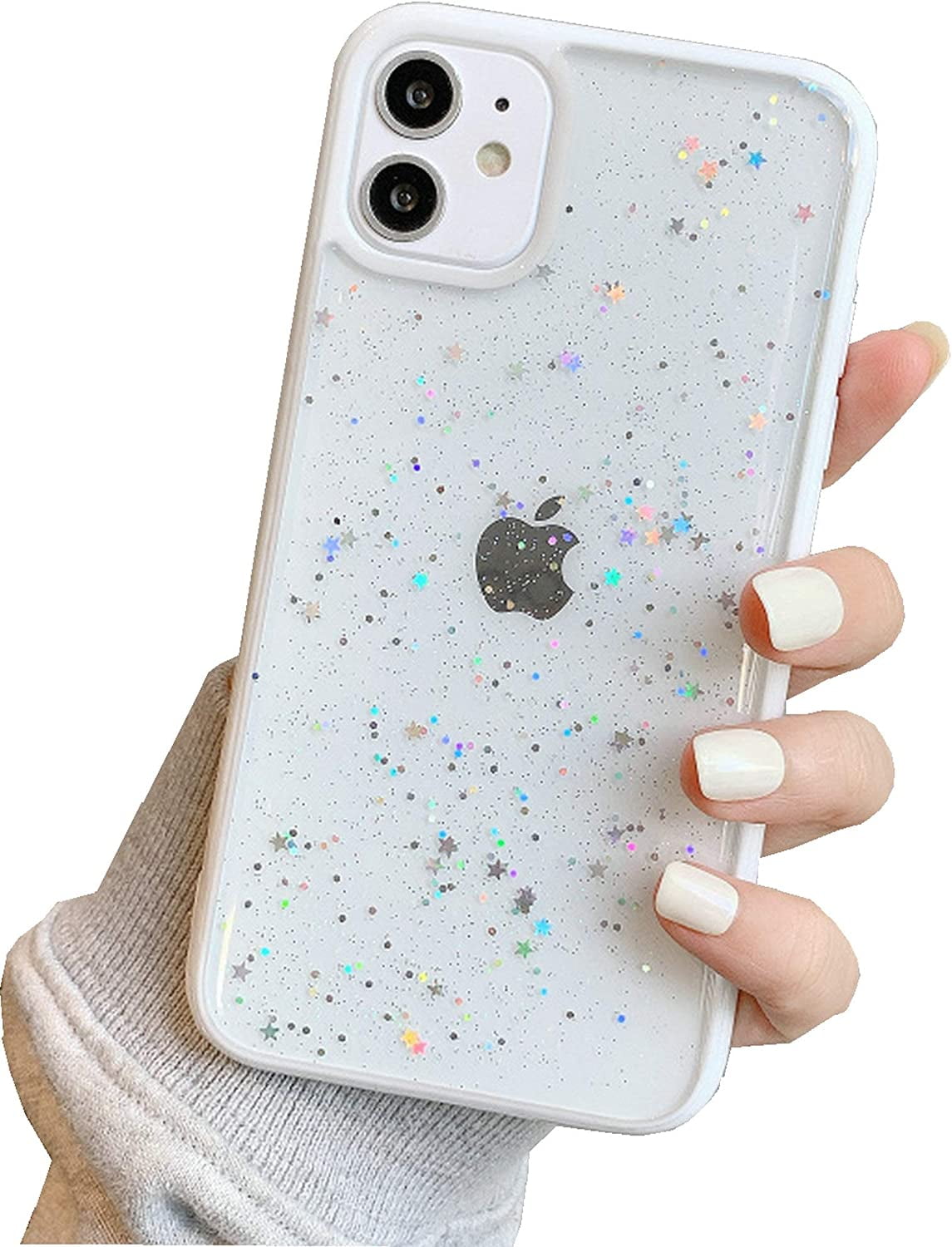 Compatible with iPhone 12 Pro Max Case, Clear Candy Color Shiny Glitter ...