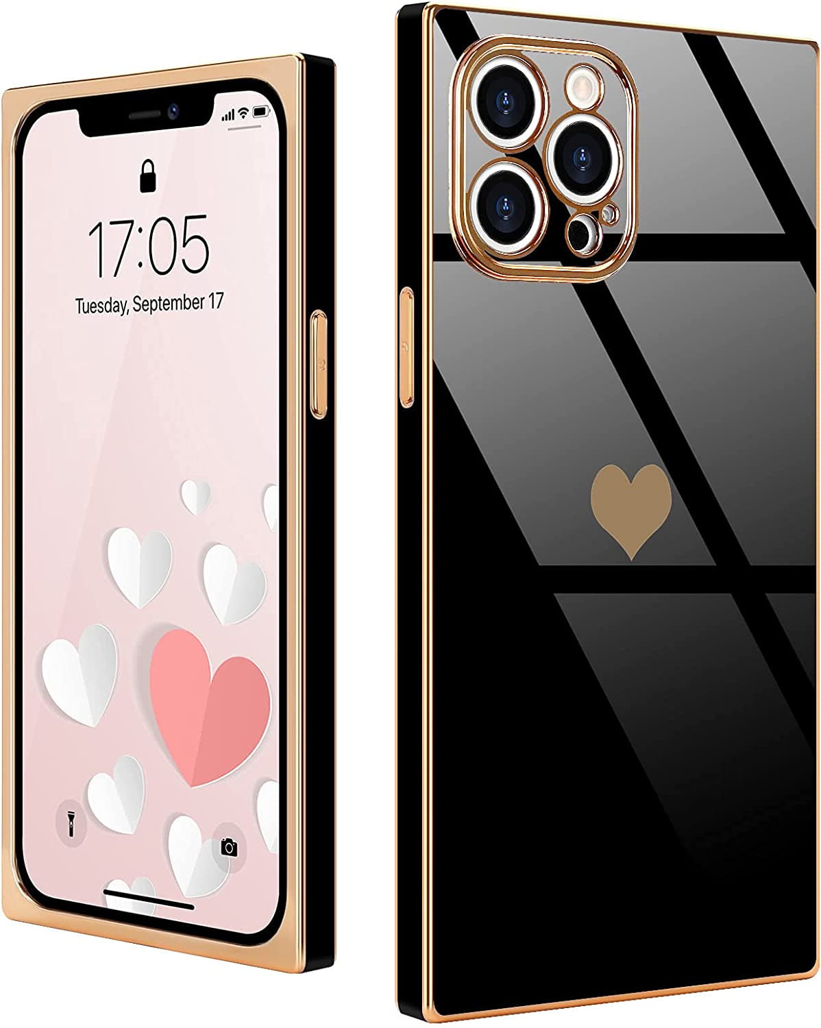 Compatible with iPhone 12 Pro Max Case Cute Plating Gold Luxury Love ...