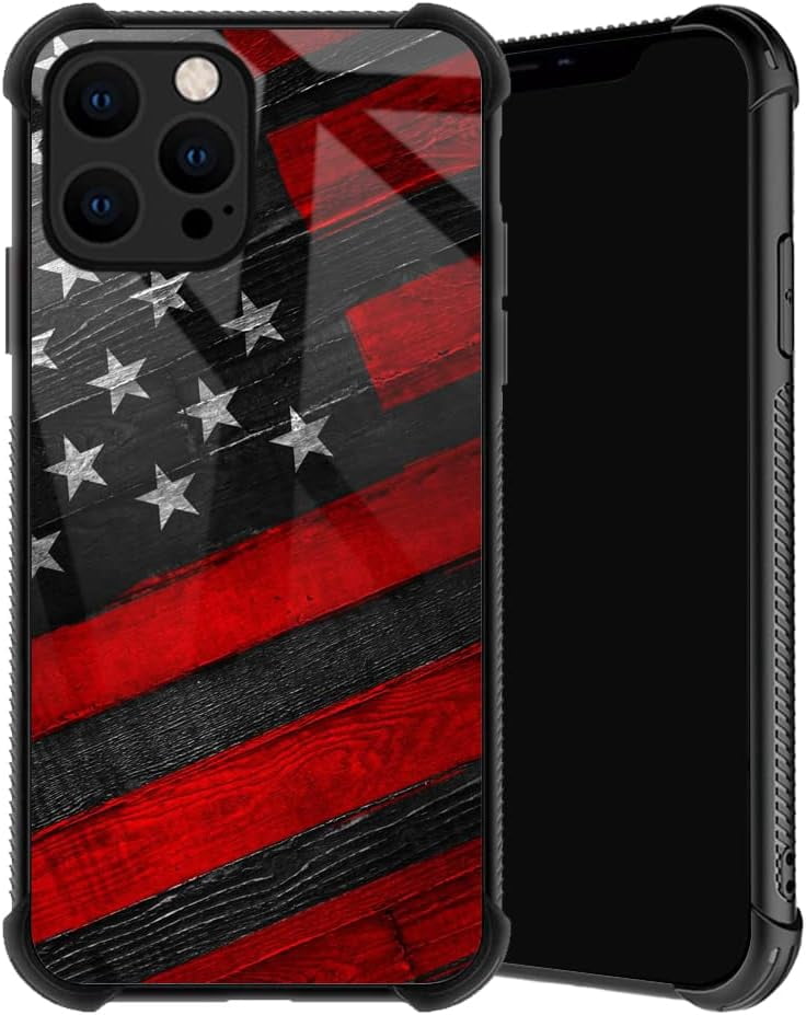 Compatible with iPhone 12 Pro Max Case, Wood American Flag Phone Cover ...