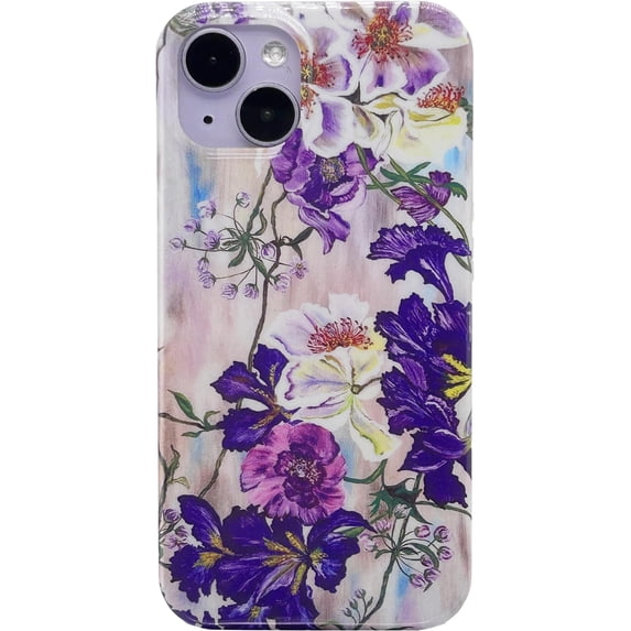 Compatible with iPhone 13 Case 6.1-inch,Slim Soft Oil Painting Floral ...